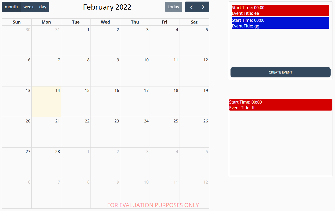 Calendar Component - BIJC Module Support